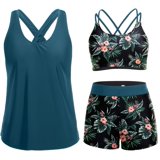 Holipick 3 Piece Tankini Swimsuits for Women Tummy Control Bathing ...
