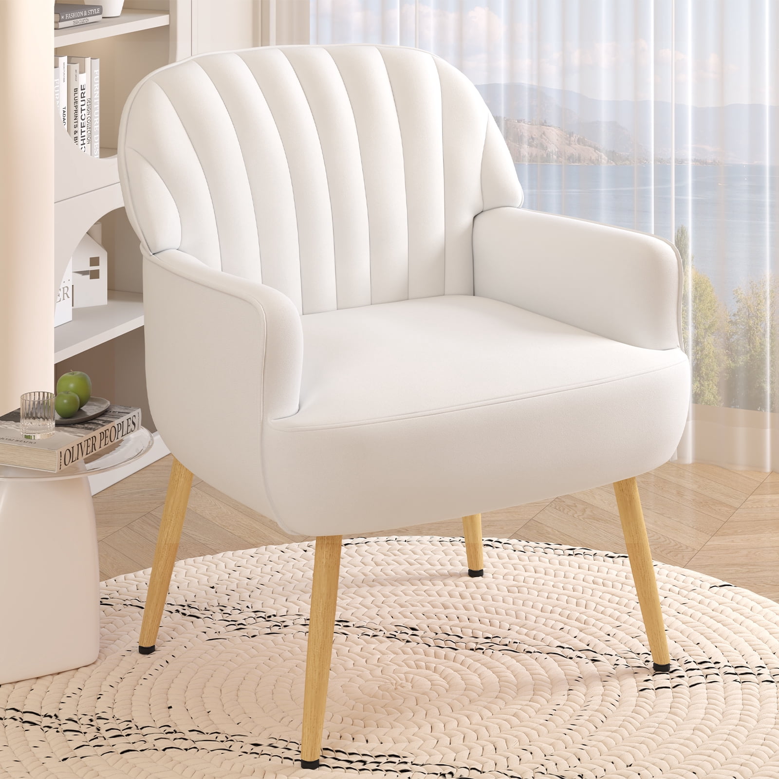 Holiway Accent Chair Flannel Upholstered with Metal Legs, Modern Sofa ...