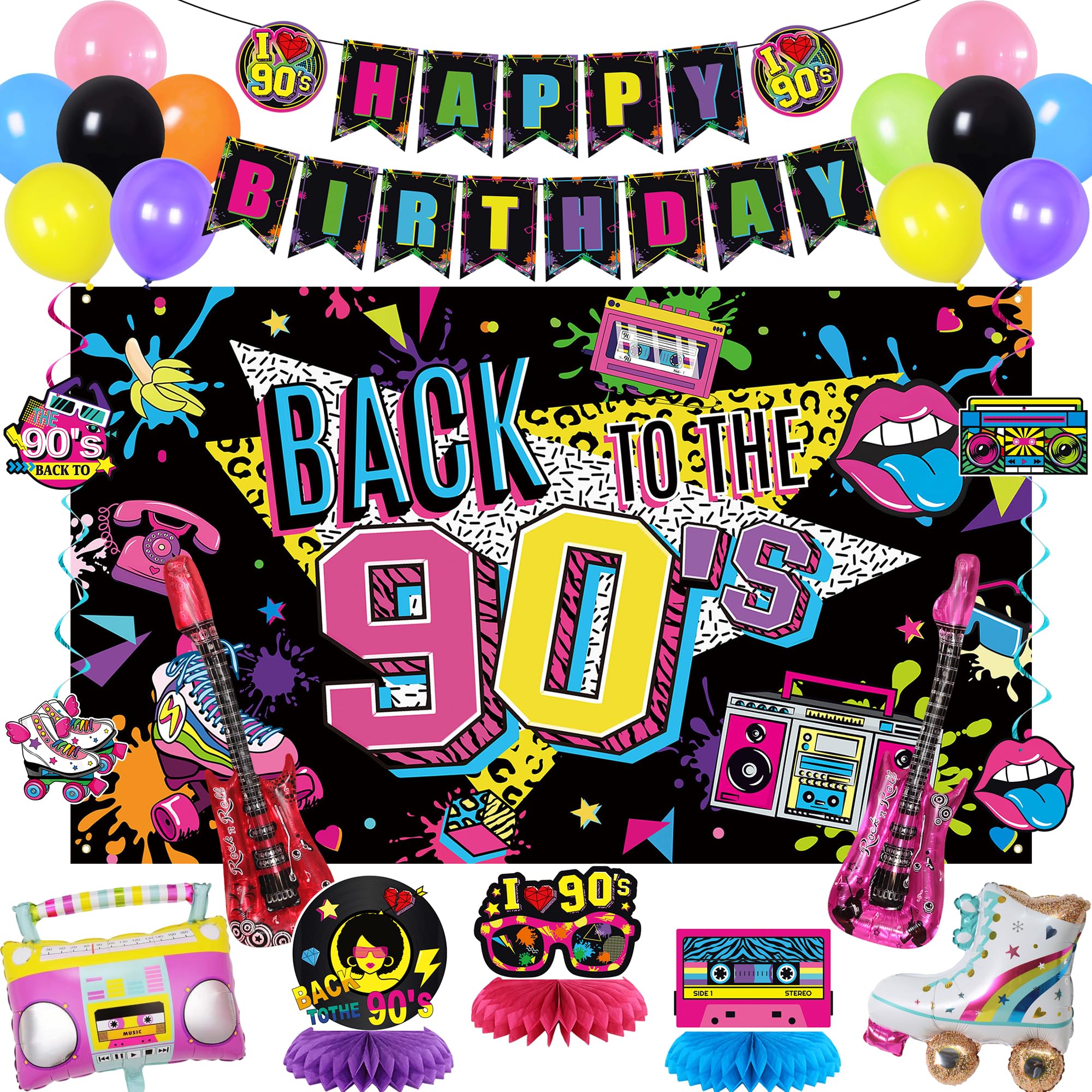 Holkcog 90s Party Decorations, 90’s Theme Birthday Party Decorations ...