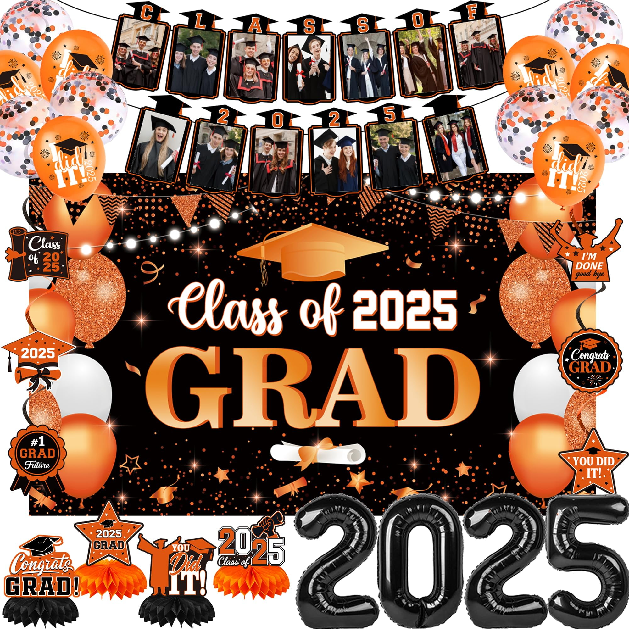 Holkcog Graduation Decorations, MMF7 Orange Themed Class of Congrats ...