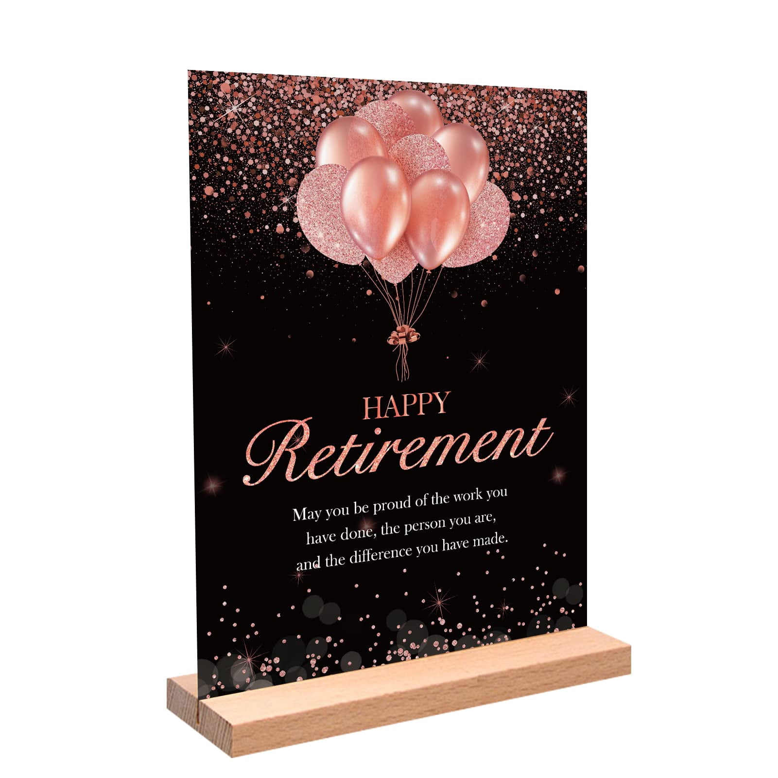 Holkcog Retirement Decorations- Rose Gold Happy Retirement Acrylic Sign ...