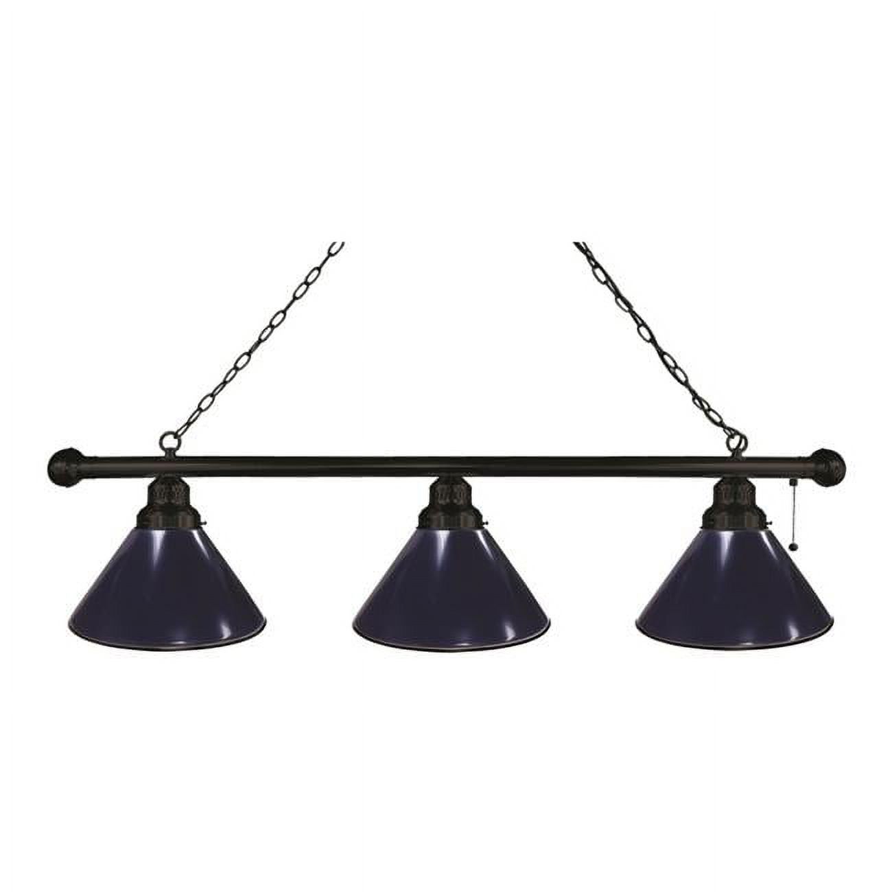 Holland Bar Stool Dark Blue 3 Shade Pool Billiard Light, Black ...