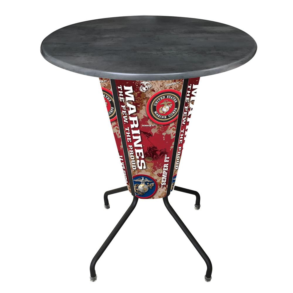 Holland Bar Stool Lighted L218 - 42" Black Marines Pub Table with Black ...