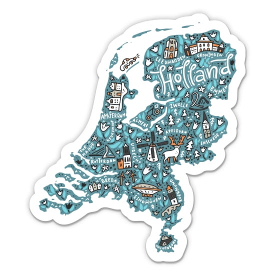 Holland Map Travel - 8" Vinyl Sticker - For Car Laptop I-Pad ...