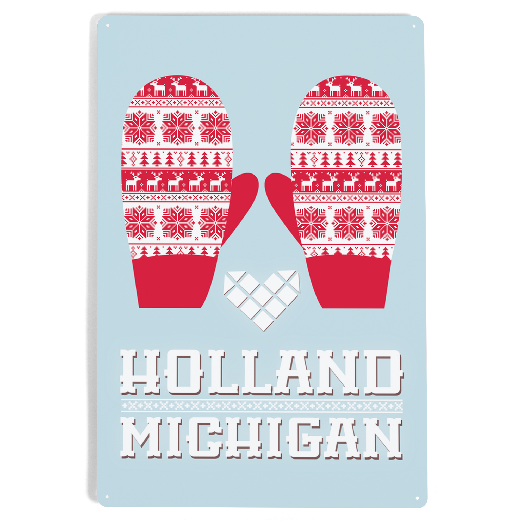 Holland, Michigan, Mittens (12x18 Aluminum Art, Indoor Outdoor Metal ...