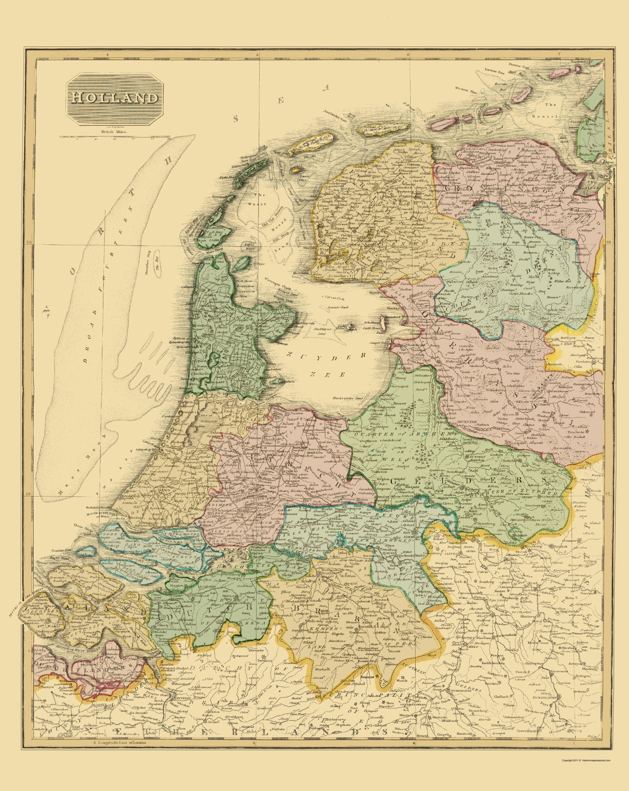 Historic Map - Holland Netherlands - Thomson 1814 - 23 x 28.94 ...