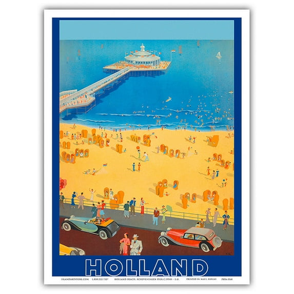 Holland - The Scheveningen Pier - The Hague Netherlands - Vintage Travel Poster by EMMANUEL JEAN ...