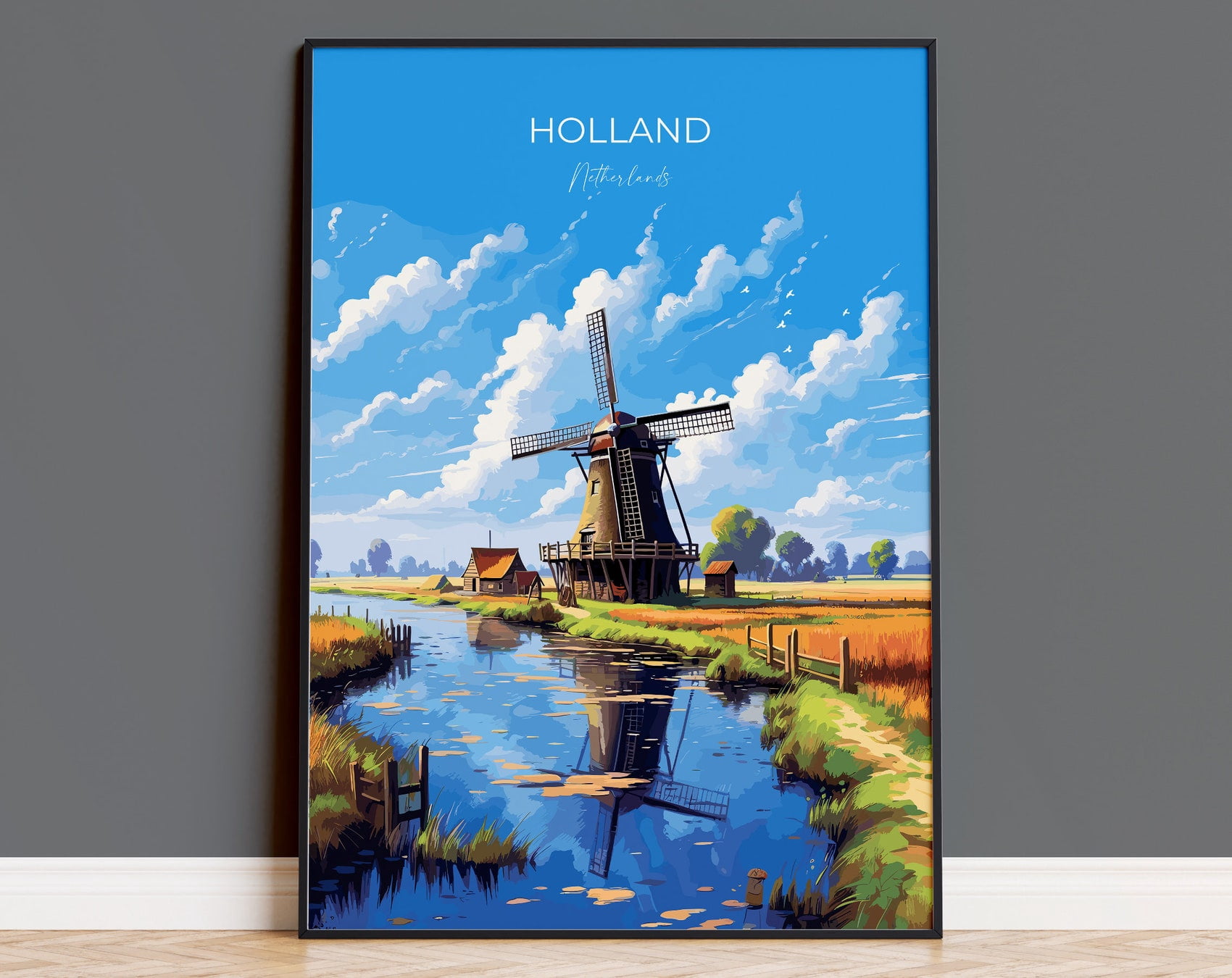 Holland Travel Poster, Travel Print of Holland, Netherlands, Dutch Art ...