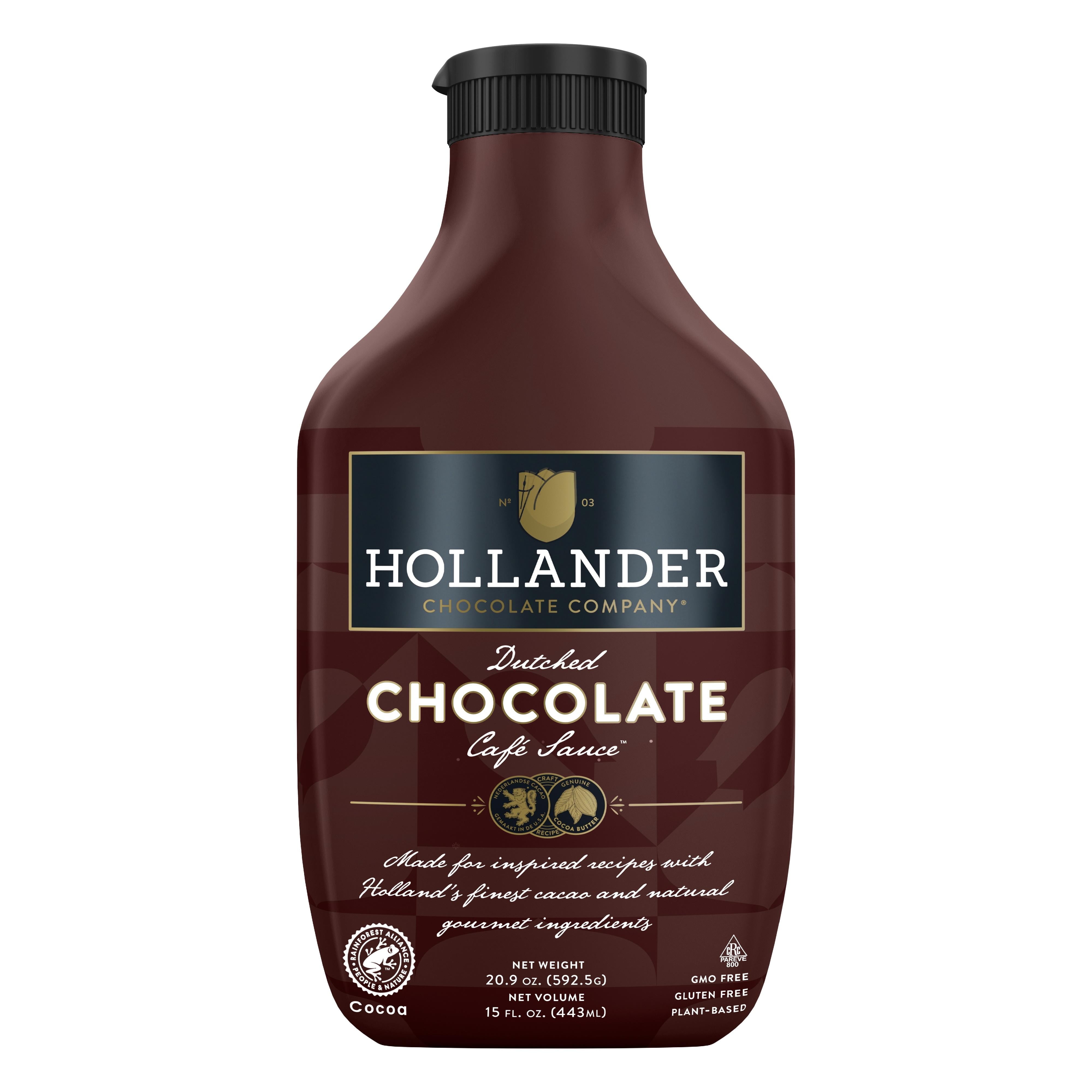 Hollander Dutched Chocolate Cafe Sauce, 15 fl oz Squeeze Bottle ...