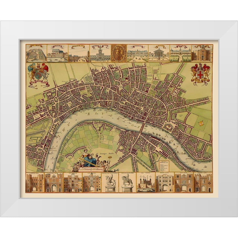 Hollar 32x26 White Modern Wood Framed Museum Art Print Titled - London ...