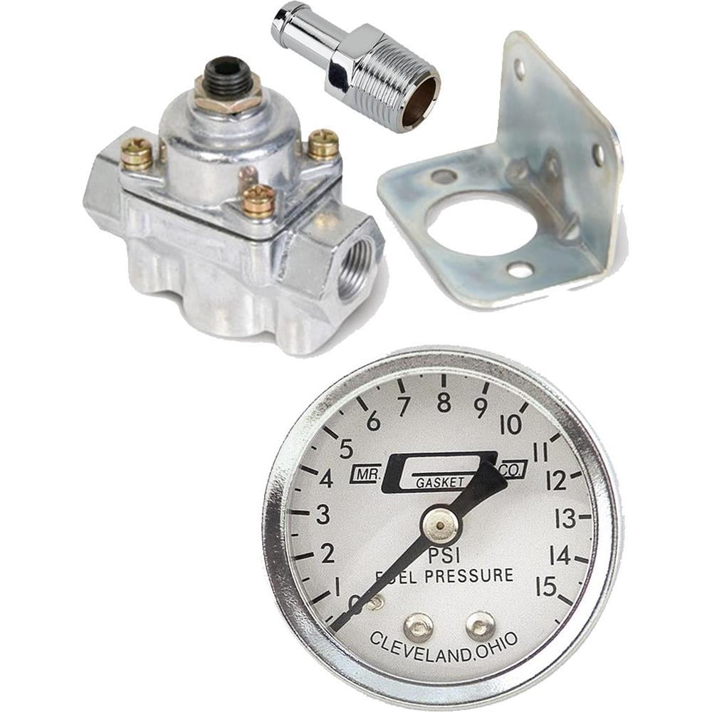 Holley 12-803BP Carbureted Bypass Fuel Pressure Regulator w/Gauge ...