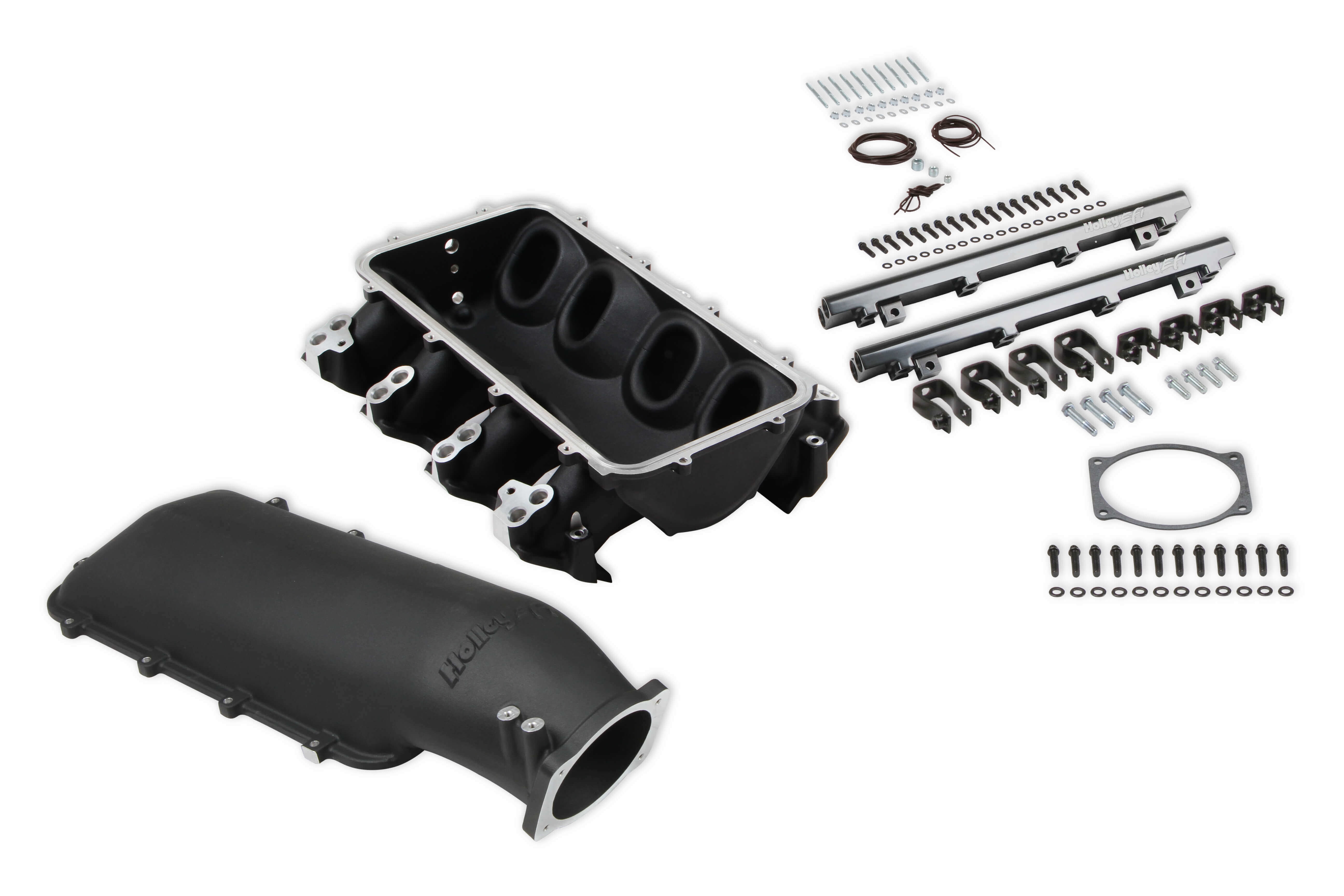 Holley 300-683BK Lo-Ram Intake Manifold Dual Injector Black Finish ...