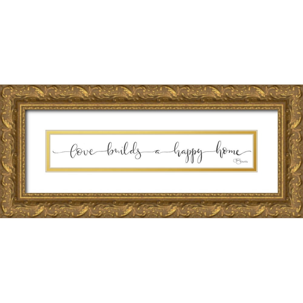 Hollihocks Art 18x6 Gold Ornate Wood Framed with Double Matting Museum ...