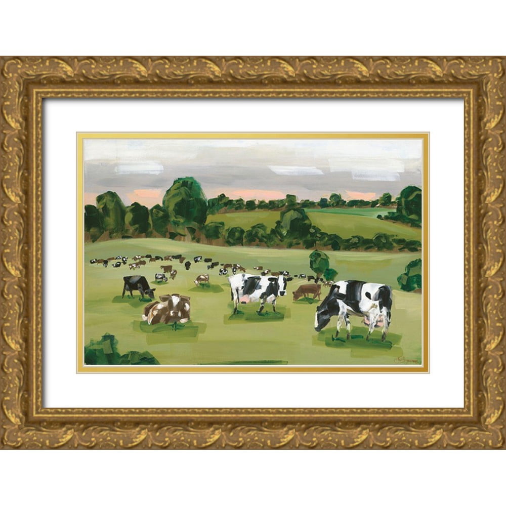 Hollihocks Art 24x17 Gold Ornate Wood Framed with Double Matting Museum ...