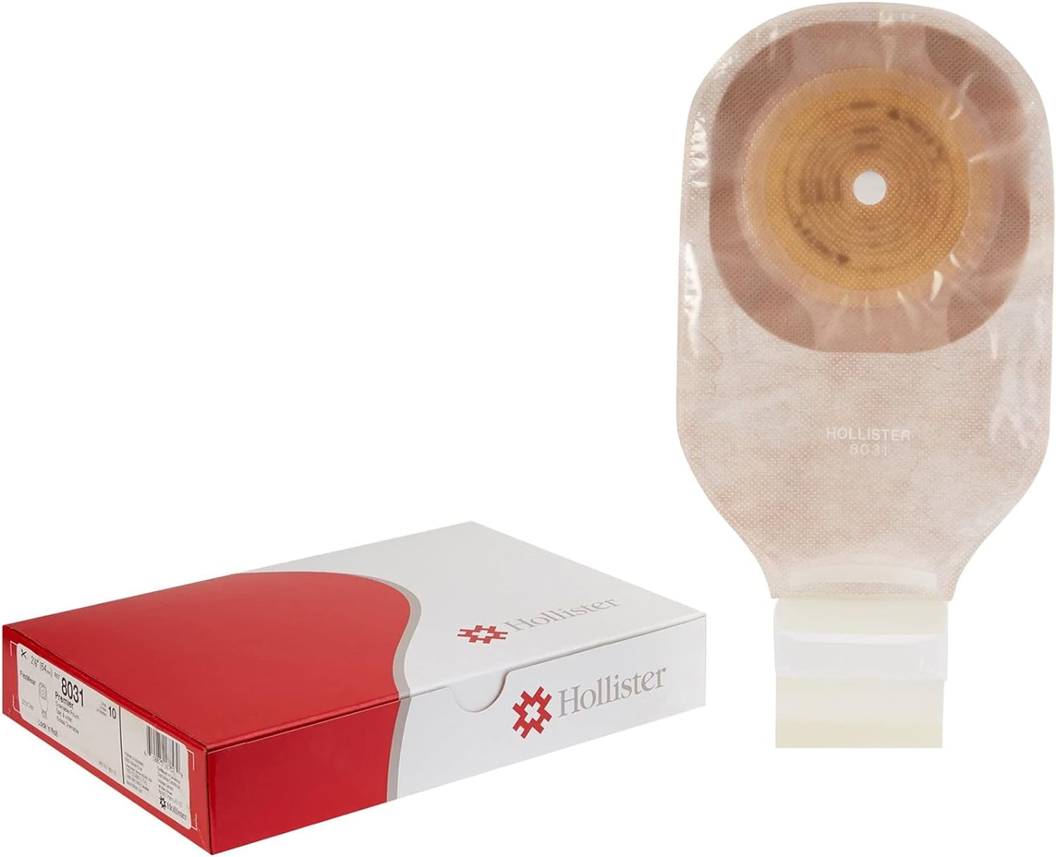 Hollister 8031 Premier 1-Piece 12” Drainable Ostomy Pouch & Flat ...