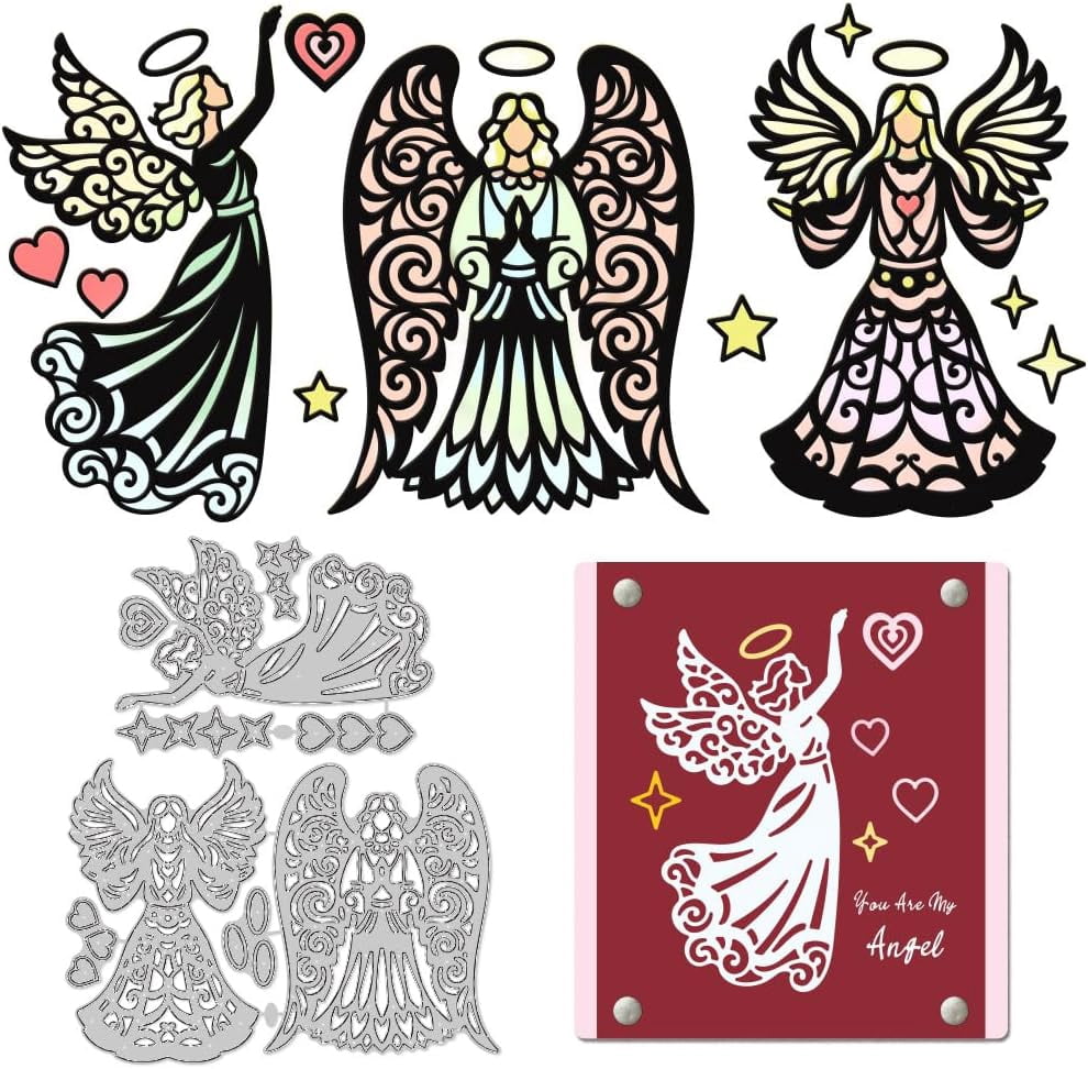 Hollow Angel Silhouette Die Cuts Card Making Carbon Steel Cutting Dies ...