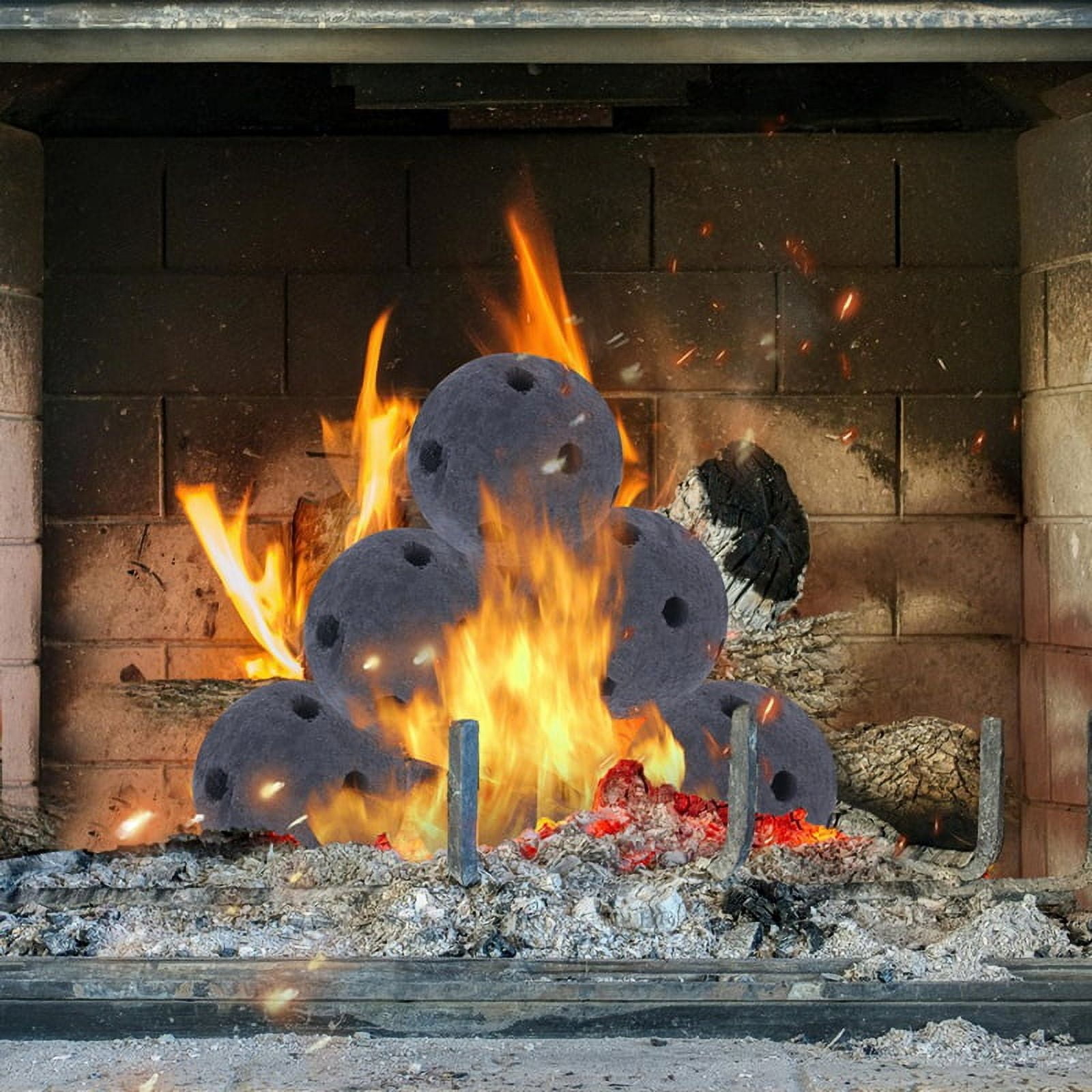 Hollow Ceramic Fire Balls, Set of 15 Round Fire Stones Set for Indoor ...