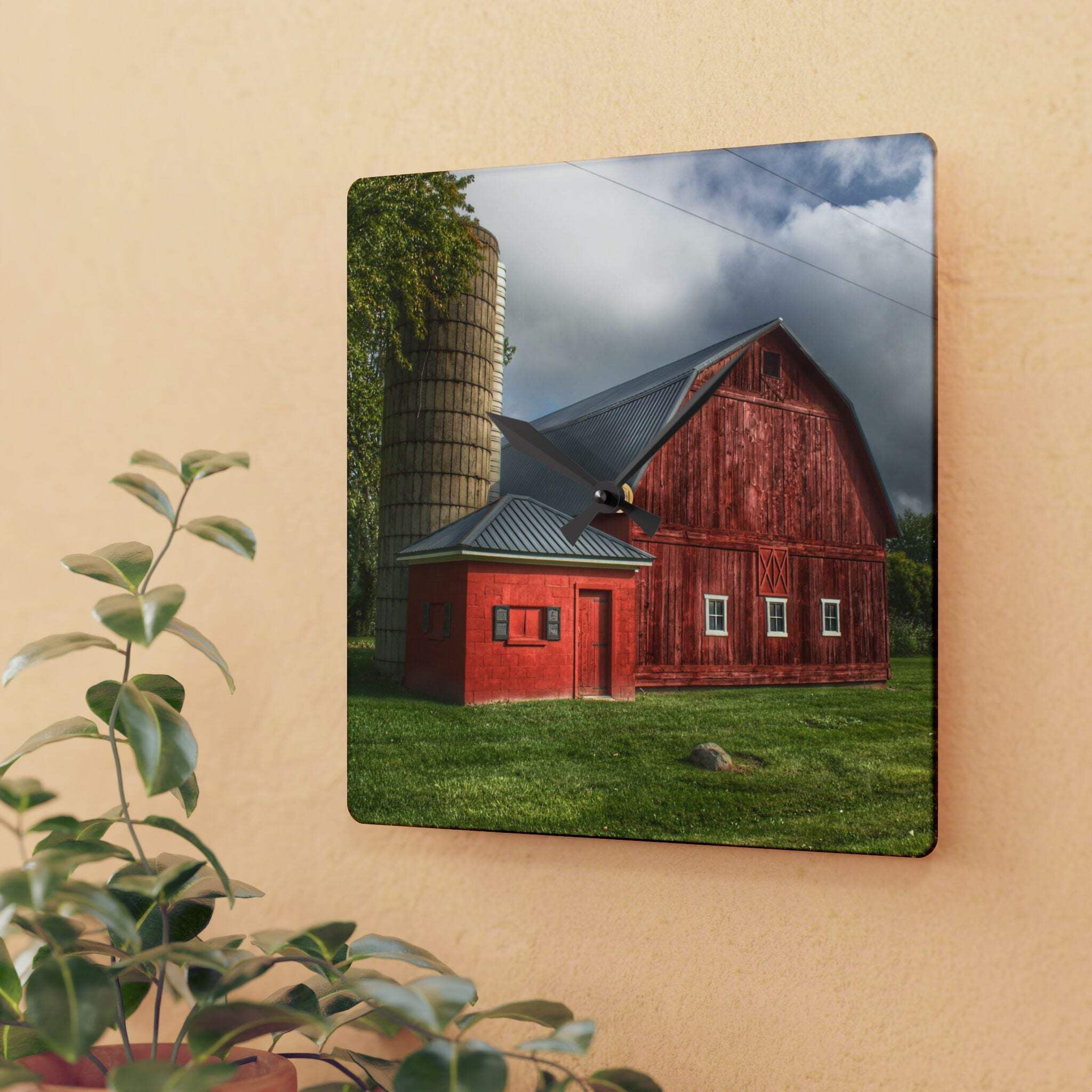 U R There Photography Hollow Corners Red Rustic Farmhouse Wall Clock - Walmart.com