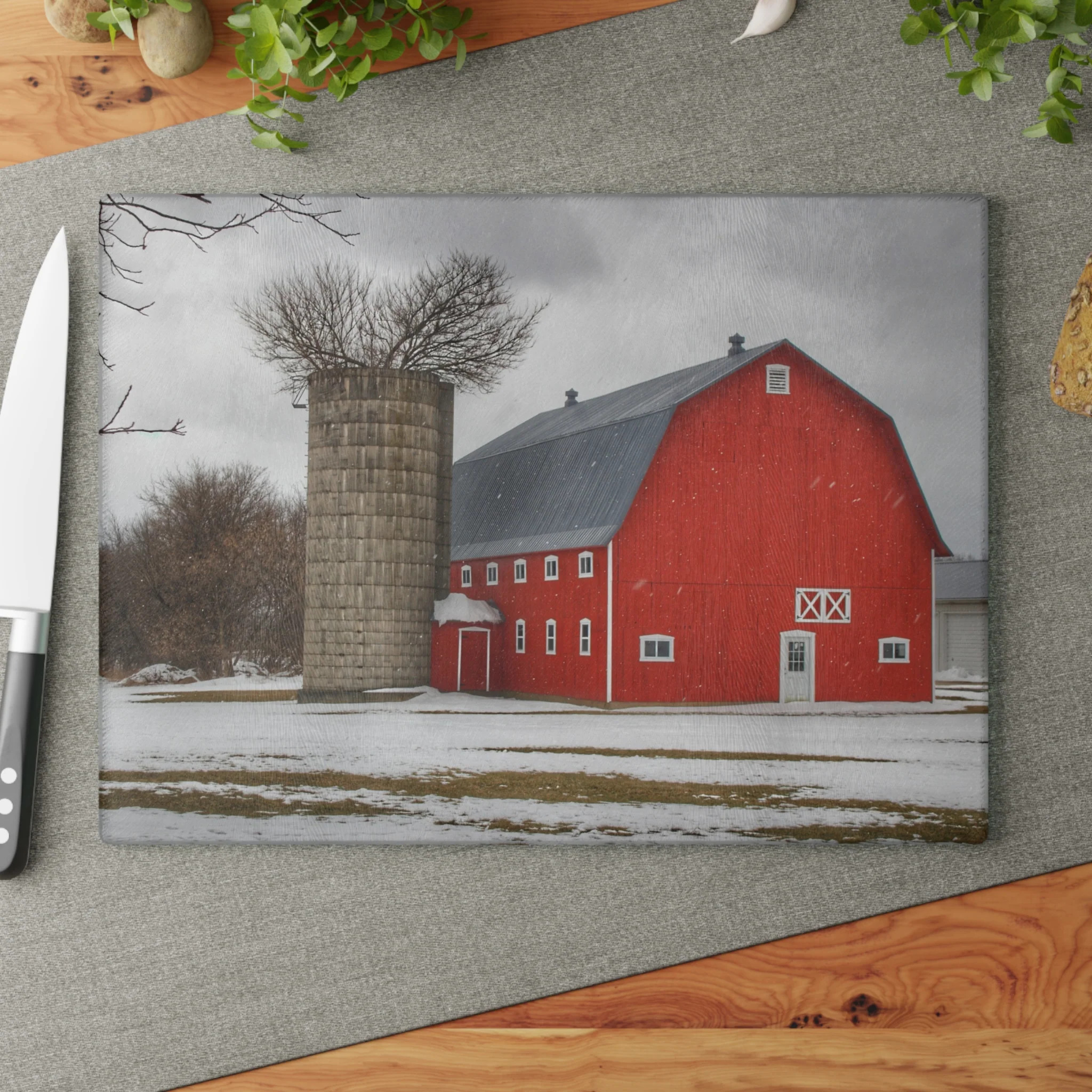 Hollow Corners Red| Barn Boutique Tempered Glass Cutting Board ...