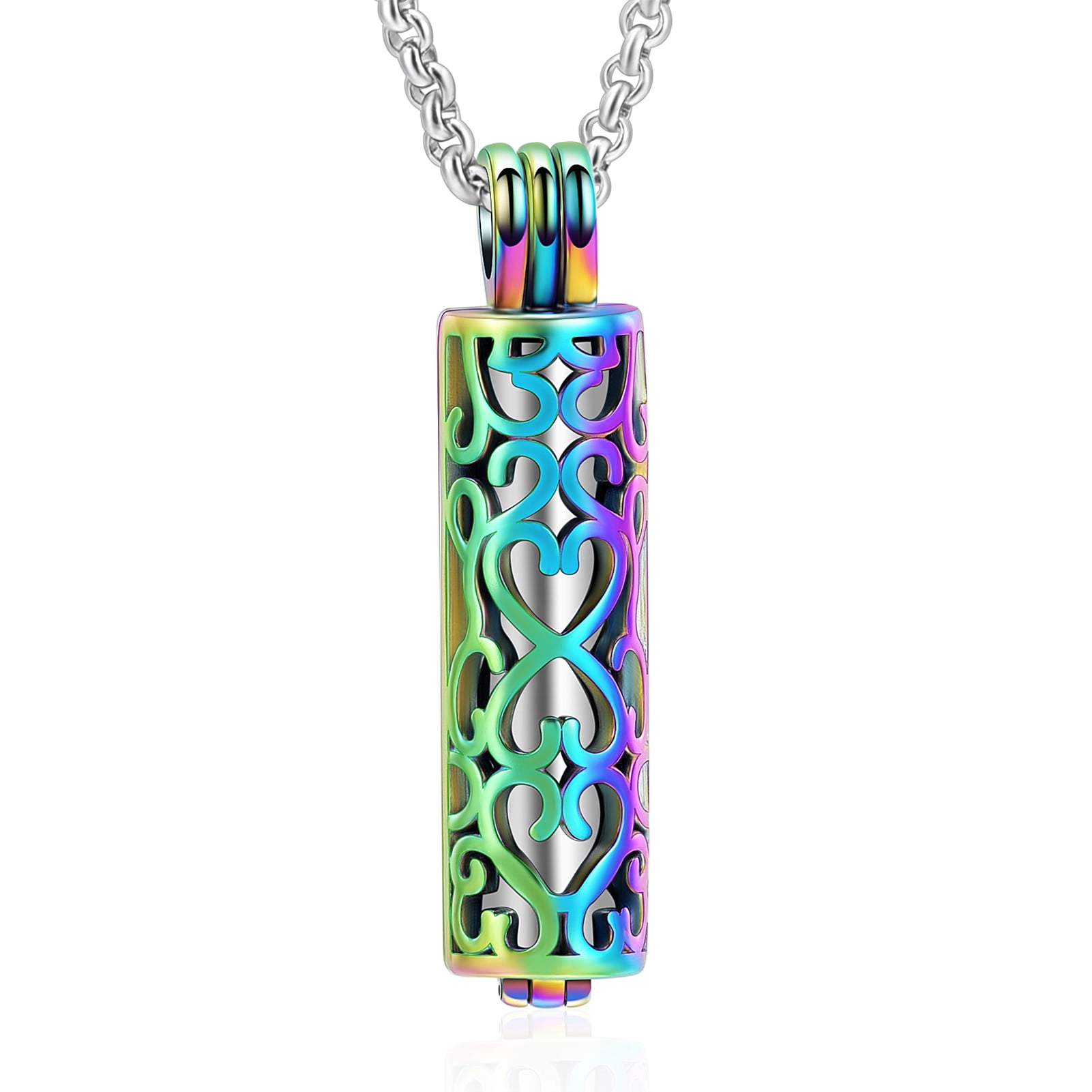 Hollow Cylinder Vial Keepsake Urn Necklace Cremation Jewelry Memorial ...