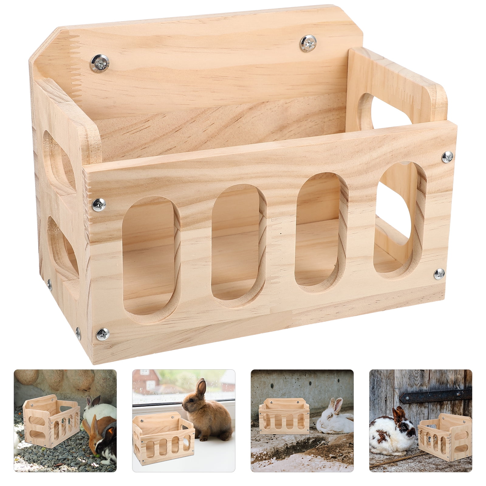 Hollow Feeder Wood Bunny Feeder Rabbit Feeding Tool Rabbit Rack Bunny ...