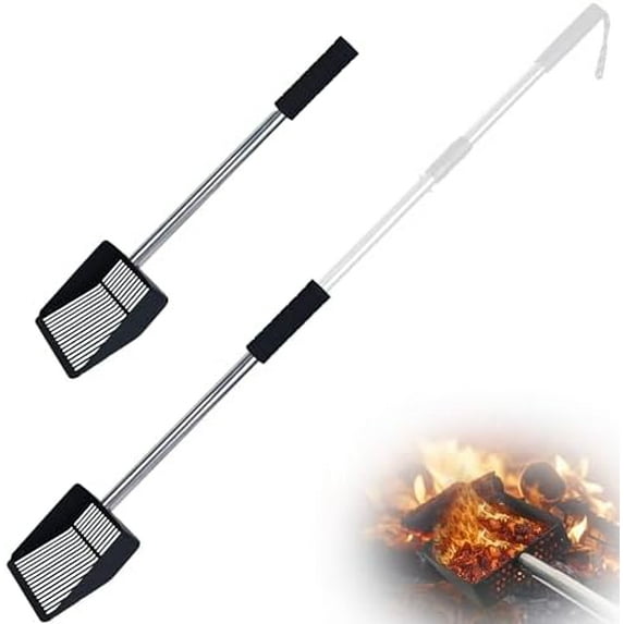 Hollow Out Fireplace Shovel Black Metal Coal Shovel, Fireplace Ash ...