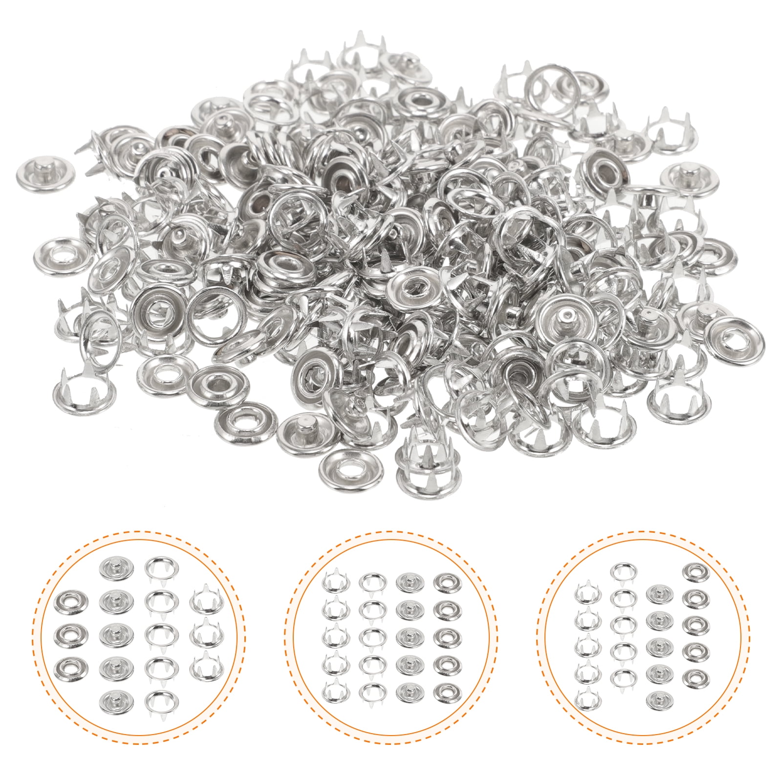LIOOBO metal snap fastener Hollow Five Claw Buckles Silver 100pcs ...