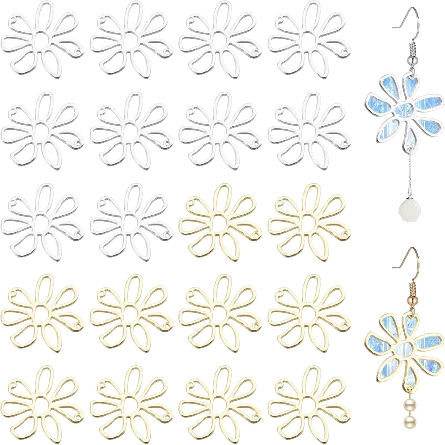 Hollow Flower Charms Open Back Bezel Pendants Alloy Hollow Flower Frame ...