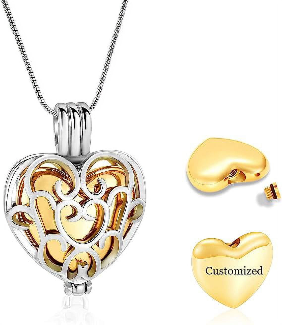 Hollow Heart Cremation Locket Necklace Urn Jewelry For Ashes Hold Mini ...