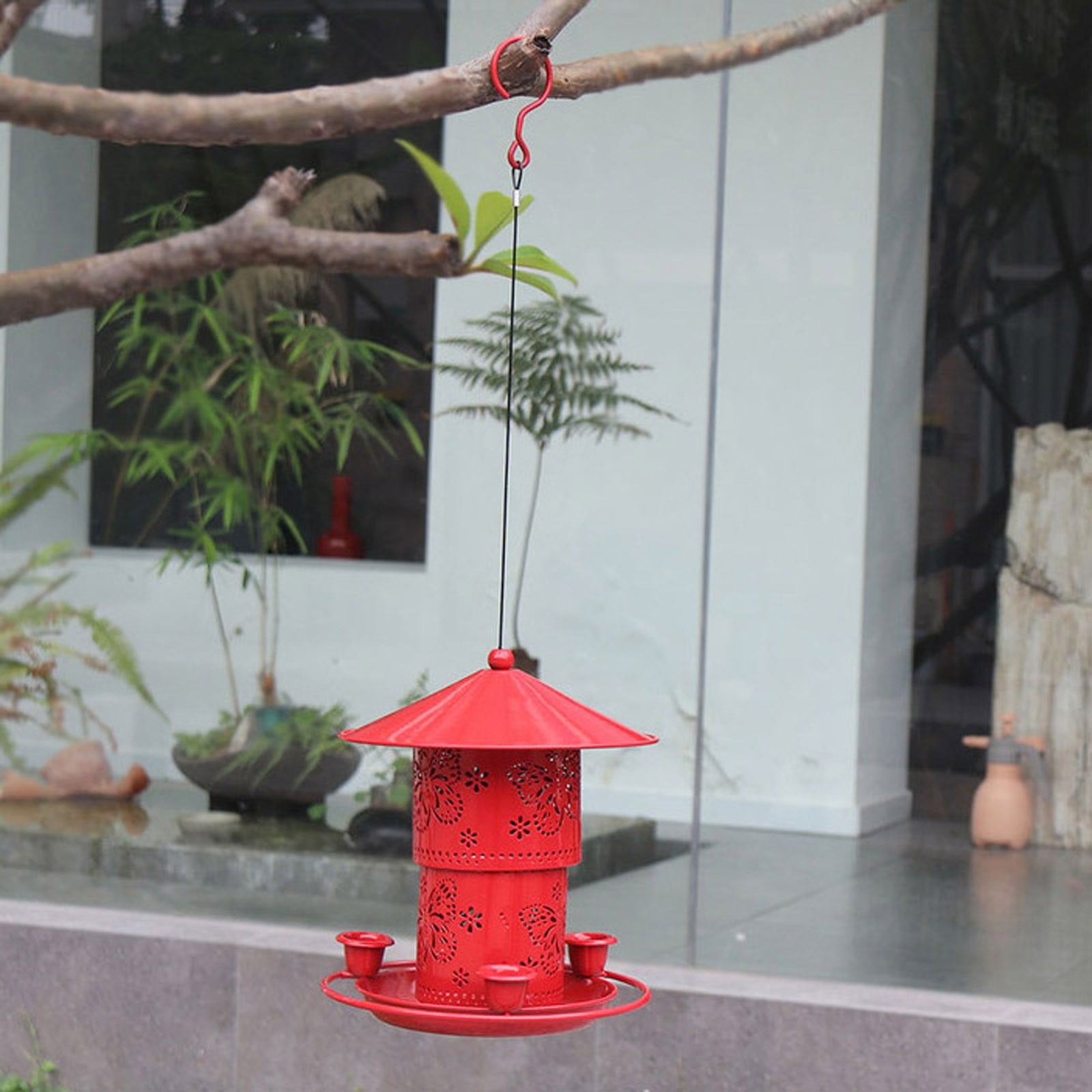 Hollow Iron Outdoor Hanging Automatic Bird Feeder - Walmart.com