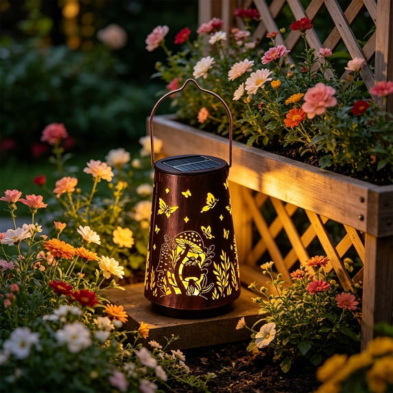 Hollow Iron Solar Hanging Projection Lamp, artistic pattern light ...