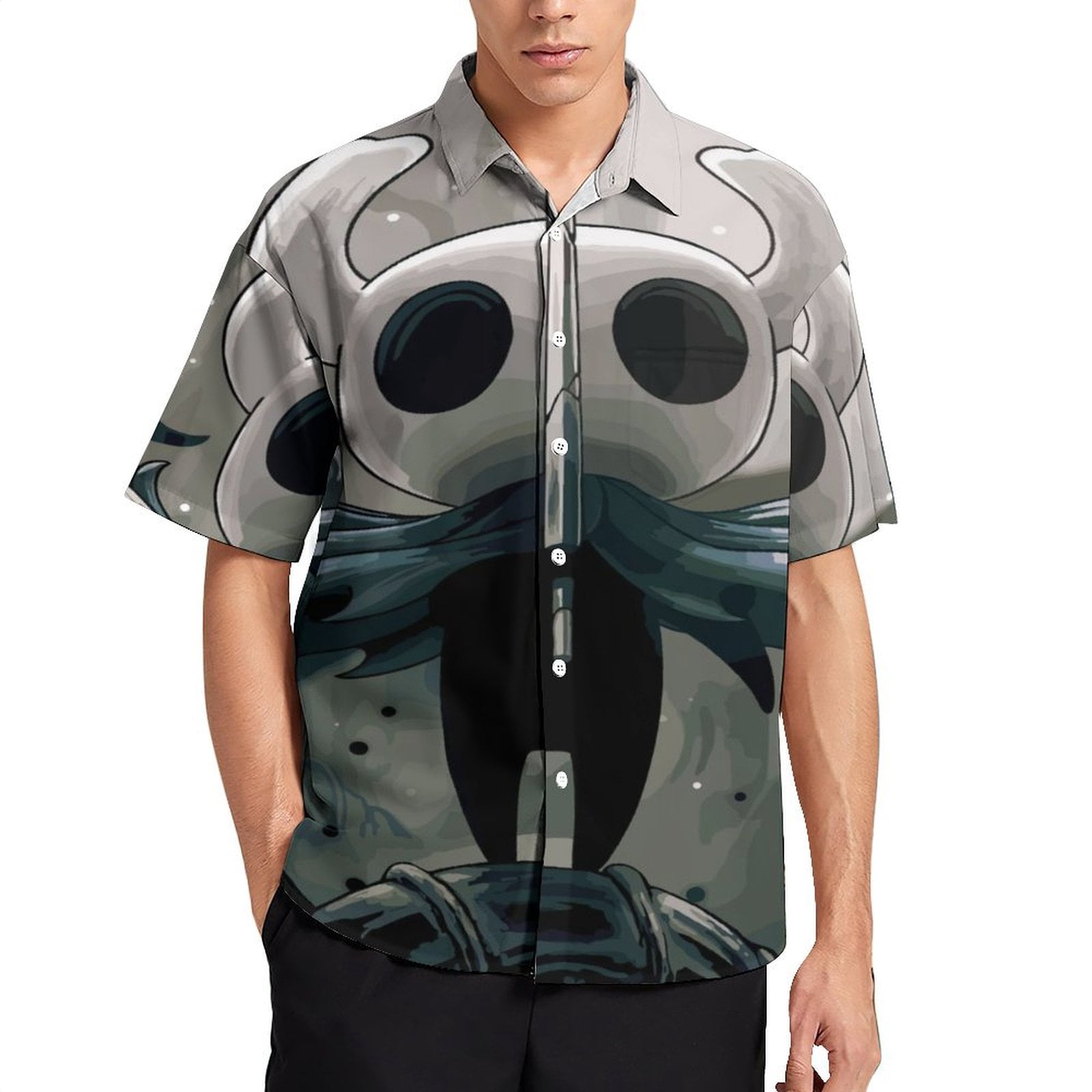 Hollow Knight Hawaiian Shirts for Men Fashion Button Down Short Sleeve ...