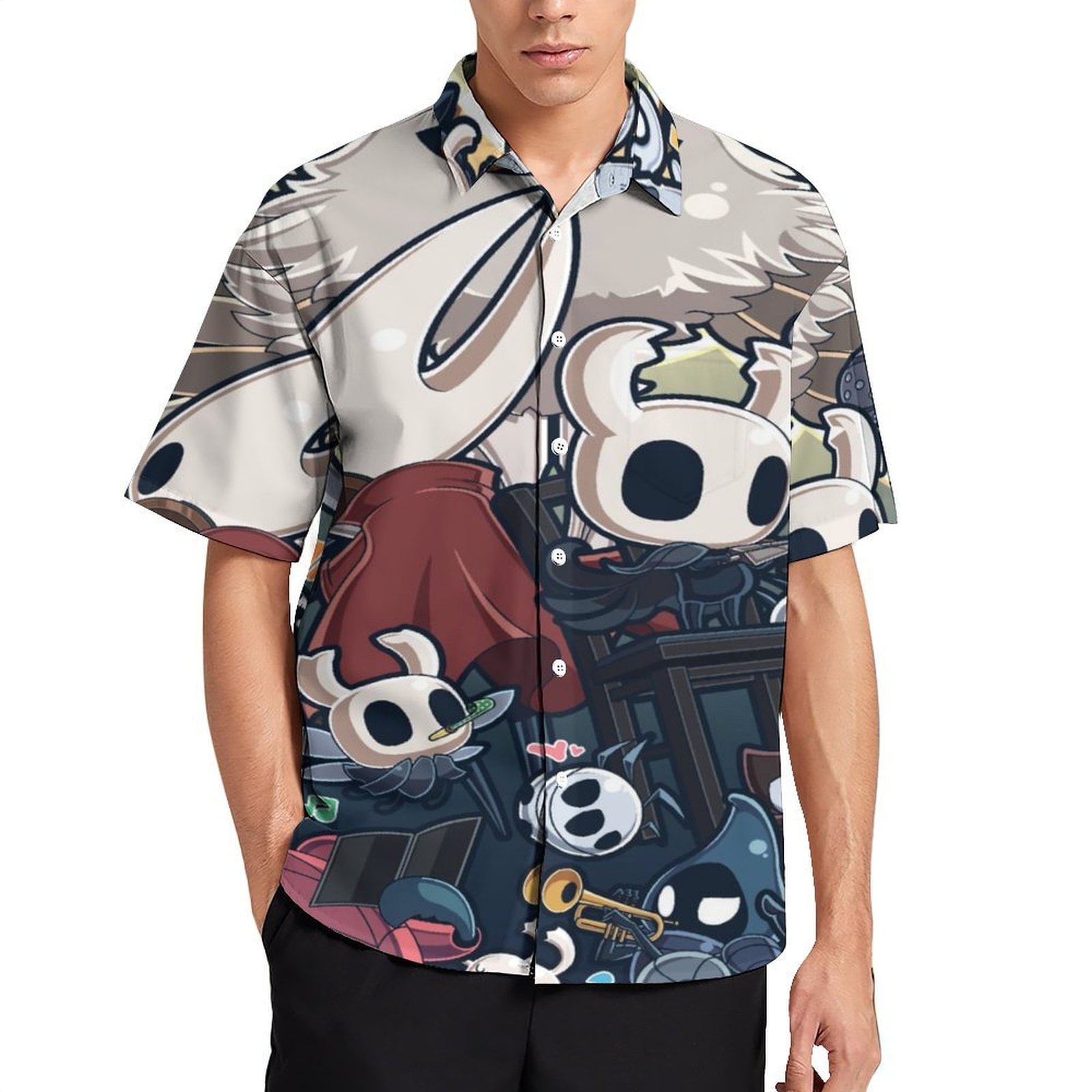 Hollow Knight Hawaiian Shirts for Men Fashion Button Down Short Sleeve ...