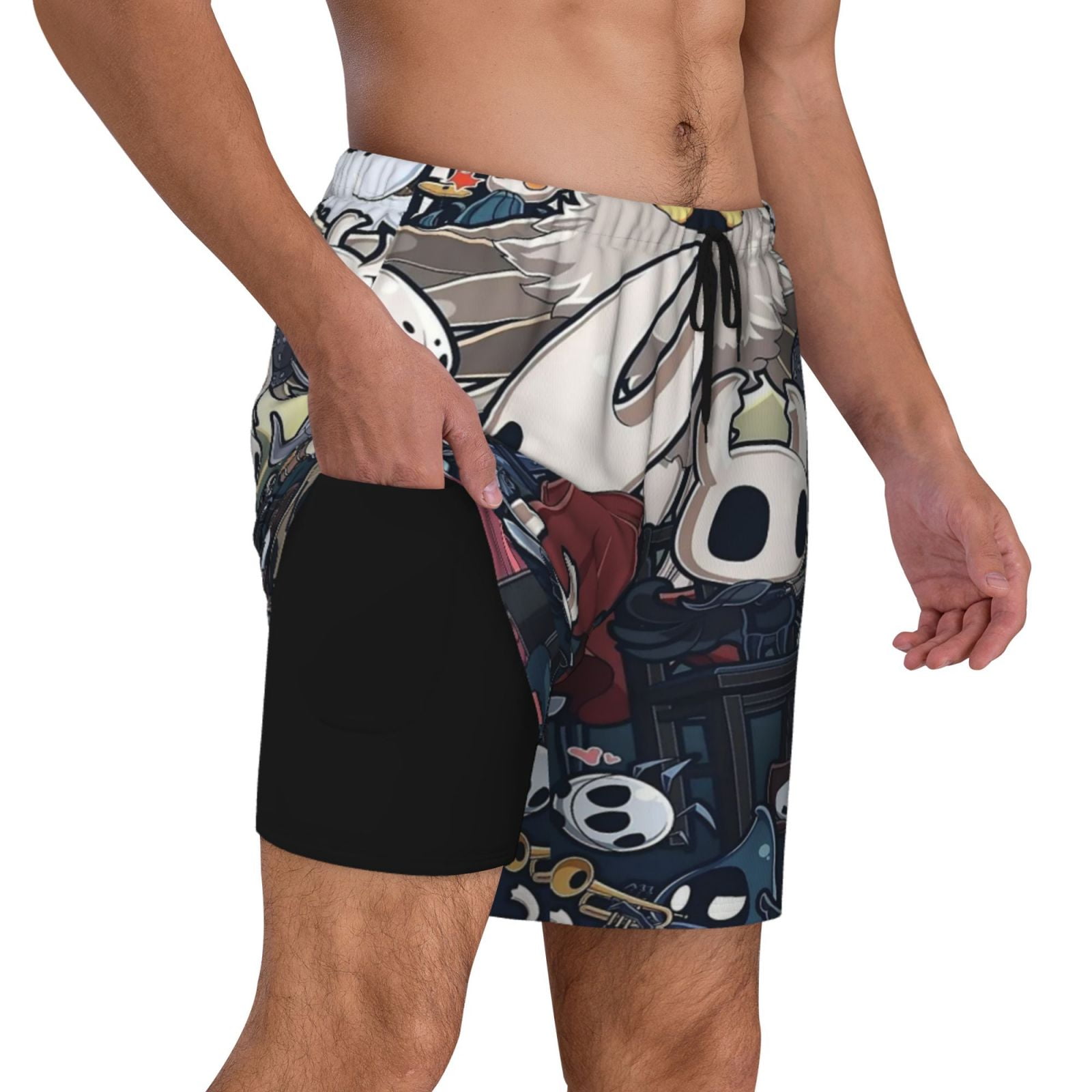 Hollow Knight Mens Swim Trunks Compression Liner Beach Board Shorts