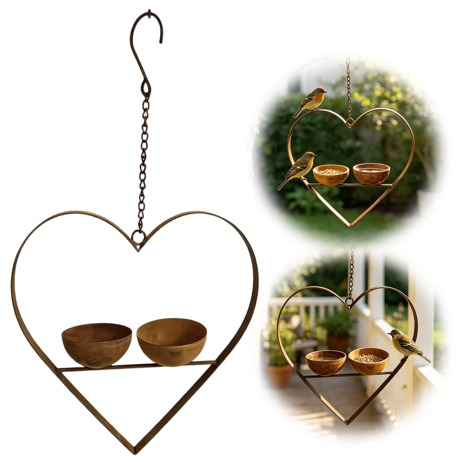 Hollow Love Shape Waterproof Metal Hanging Bird Feeder, Delicate Heart ...