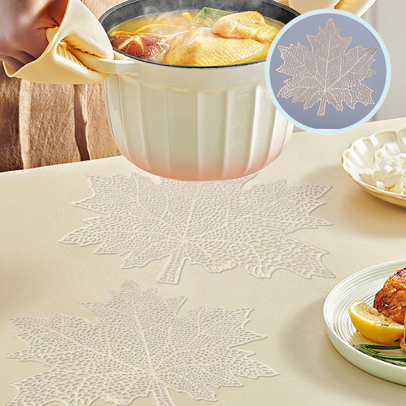 Hollow Maple Leaf PVC Placemat, Oil Proof, Heat Insulation Pad ...