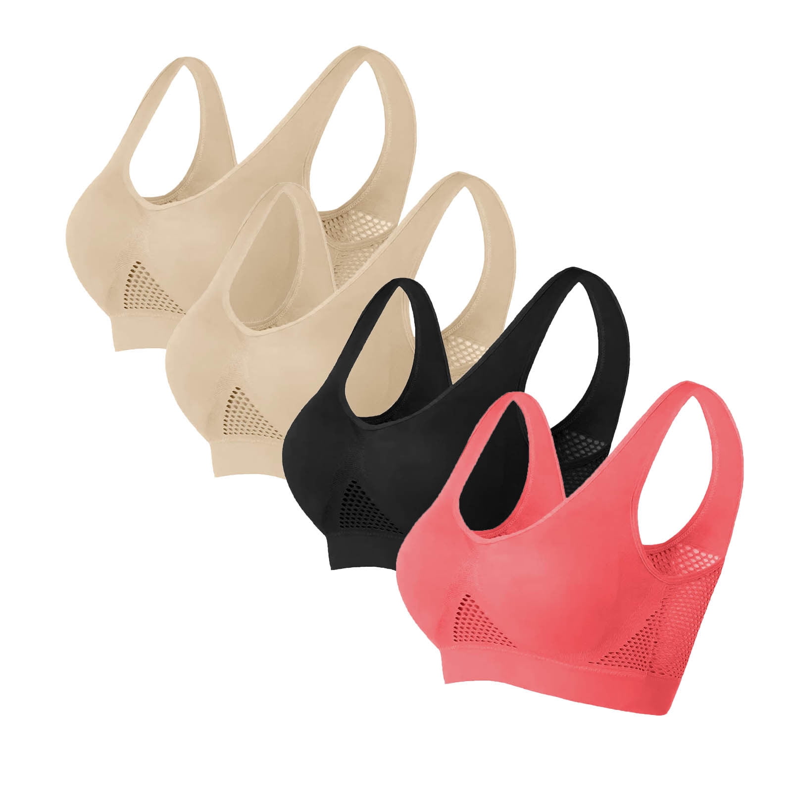 Hollow Mesh Sports Bra for Womens 4 Pack Tank Bras Stretch Yoga ...