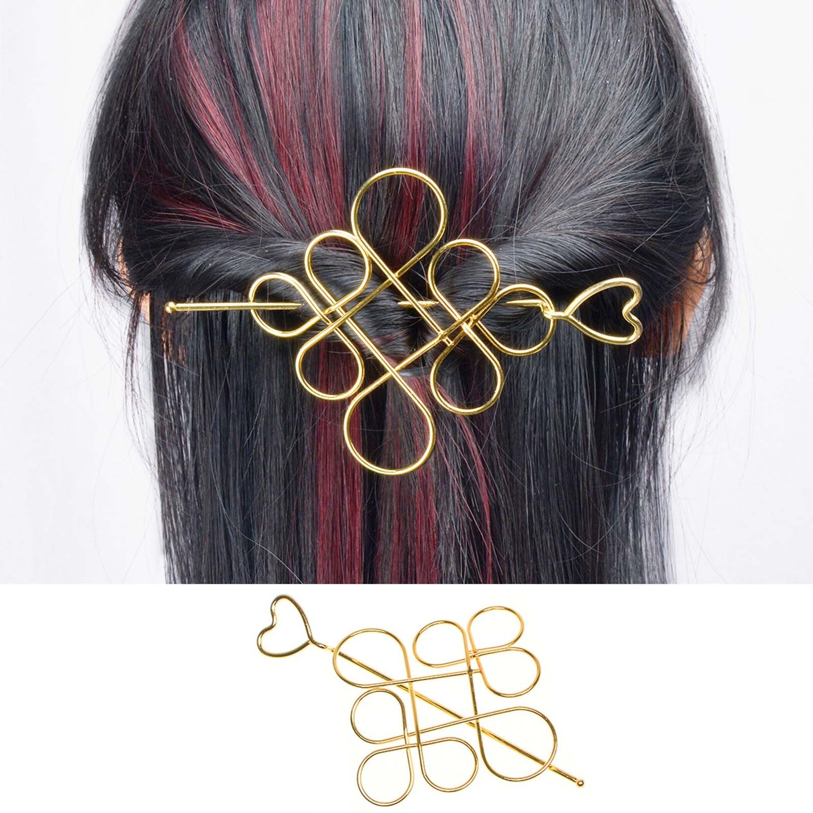 Hollow Metal Chinese Knot Hairpin - Elegant Alloy Hair Clip, 6 Inches ...