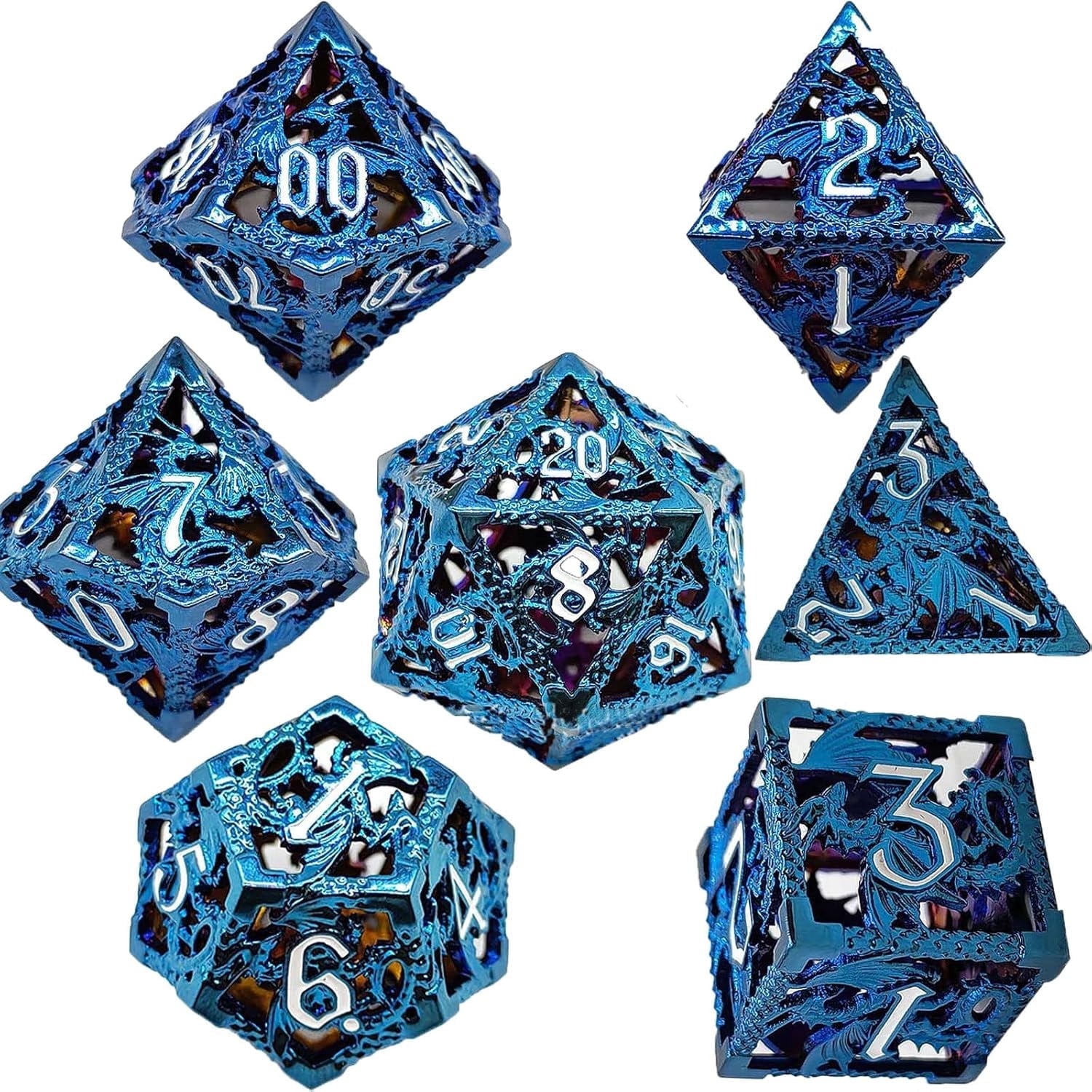 Hollow Metal DND Dice Set - Blue, D4 D8 D10 D12 D20 - Walmart.com