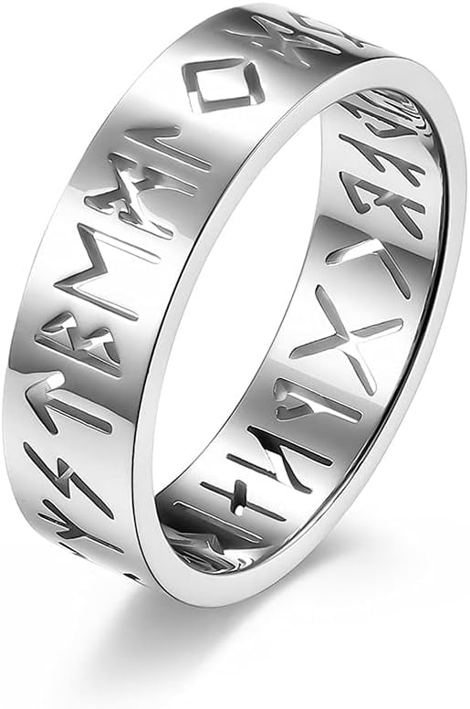 Hollow Nordic Viking Ring for Men Women Norse Runes Symbols Stainless ...