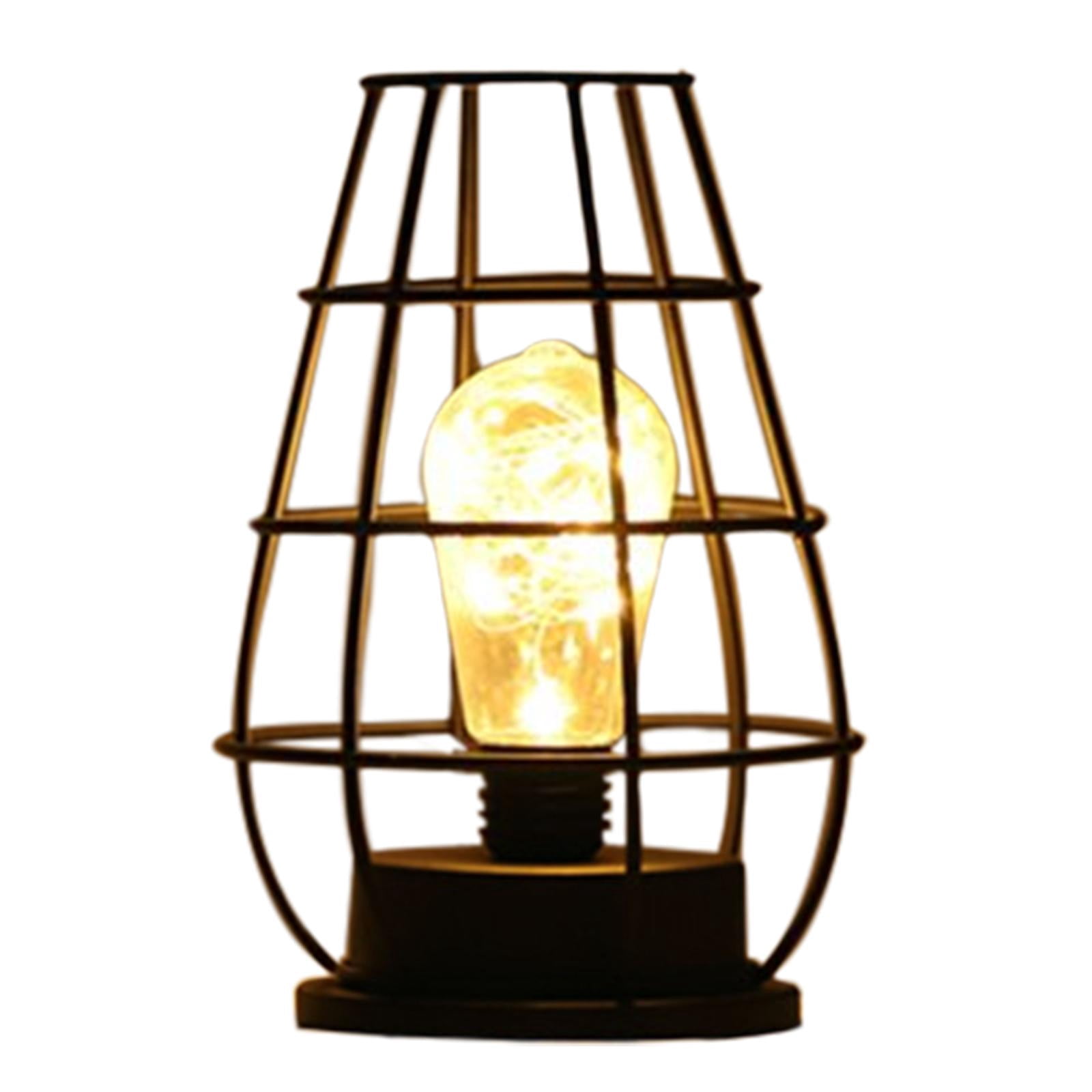Hollow Out Table Lamp Night Light Bedside Battery Powered Industrial ...