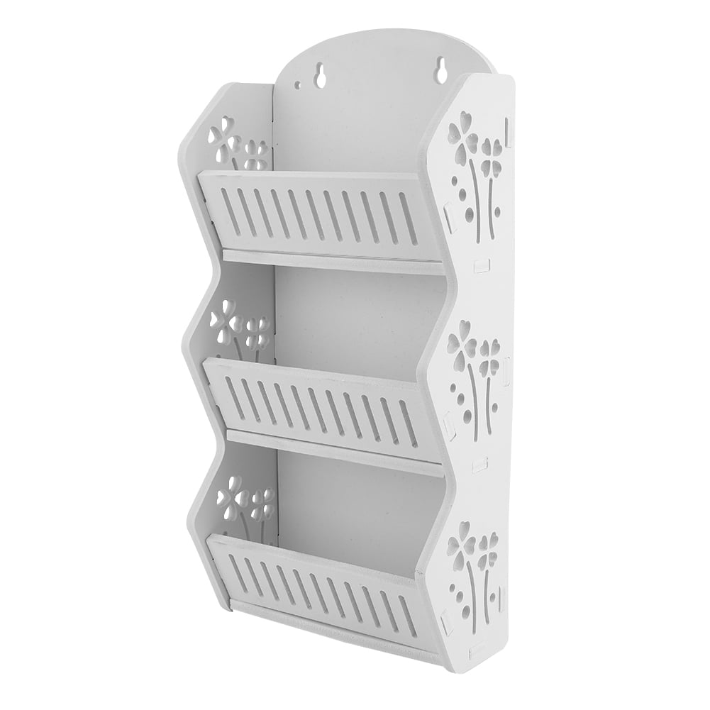 Hollow Pattern 3-Tier Bathroom Wall Mount Storage Rack - Towel Holder ...