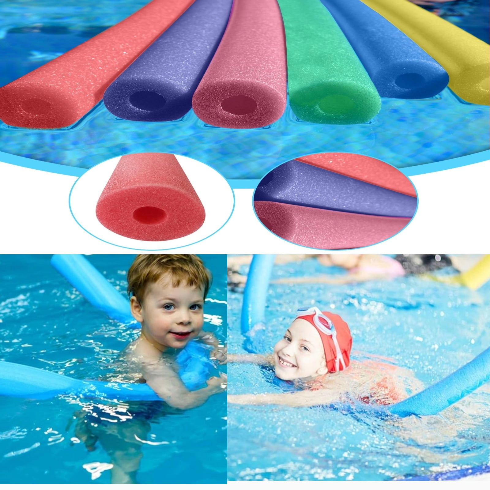 Hollow Pool Noodles 59 Inches Pool Noodles Jumbo for Swimming Bright ...