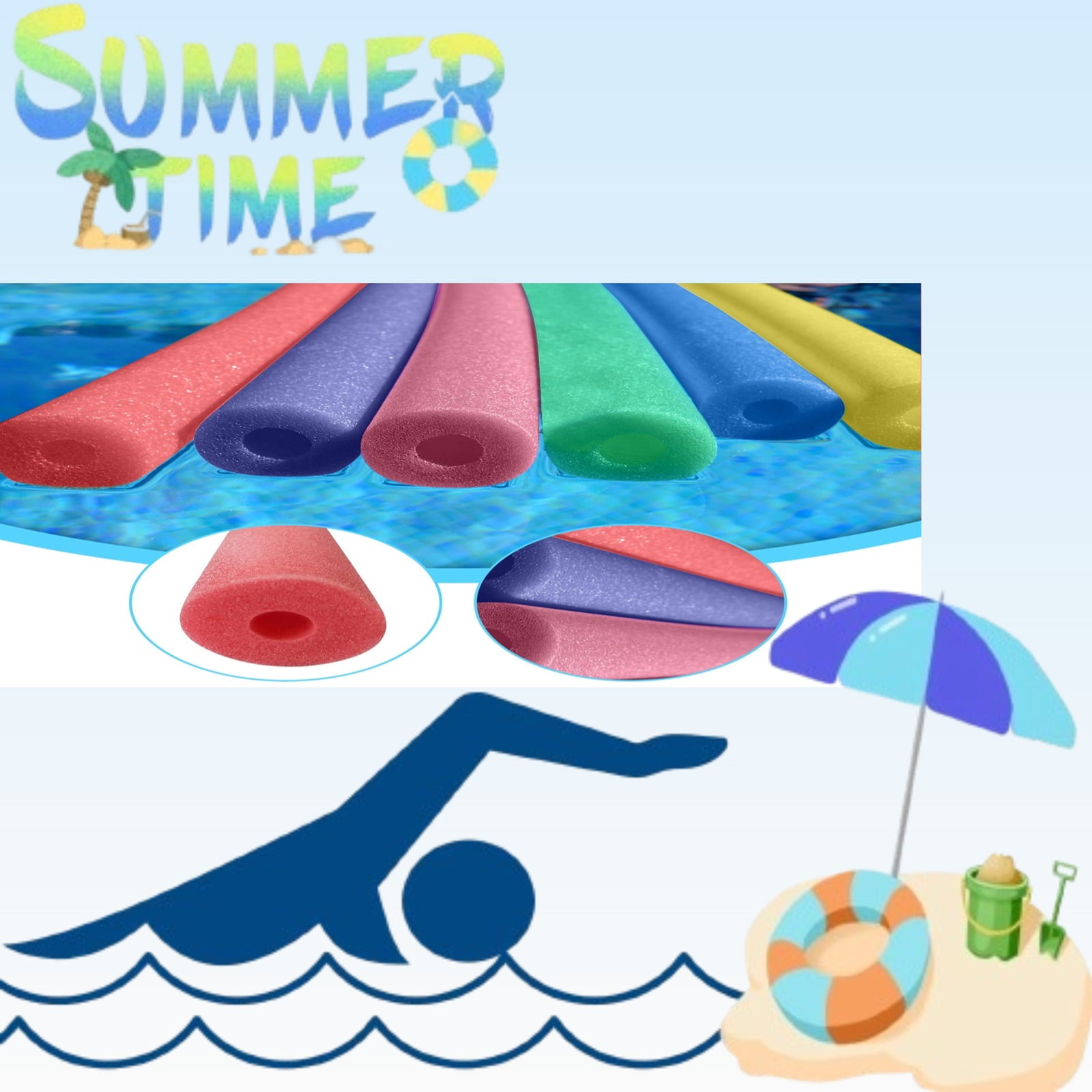 Hollow Pool Noodles 59 Inches Pool Noodles Jumbo For Swimming Bright Foam Large Pre Slit Clamp