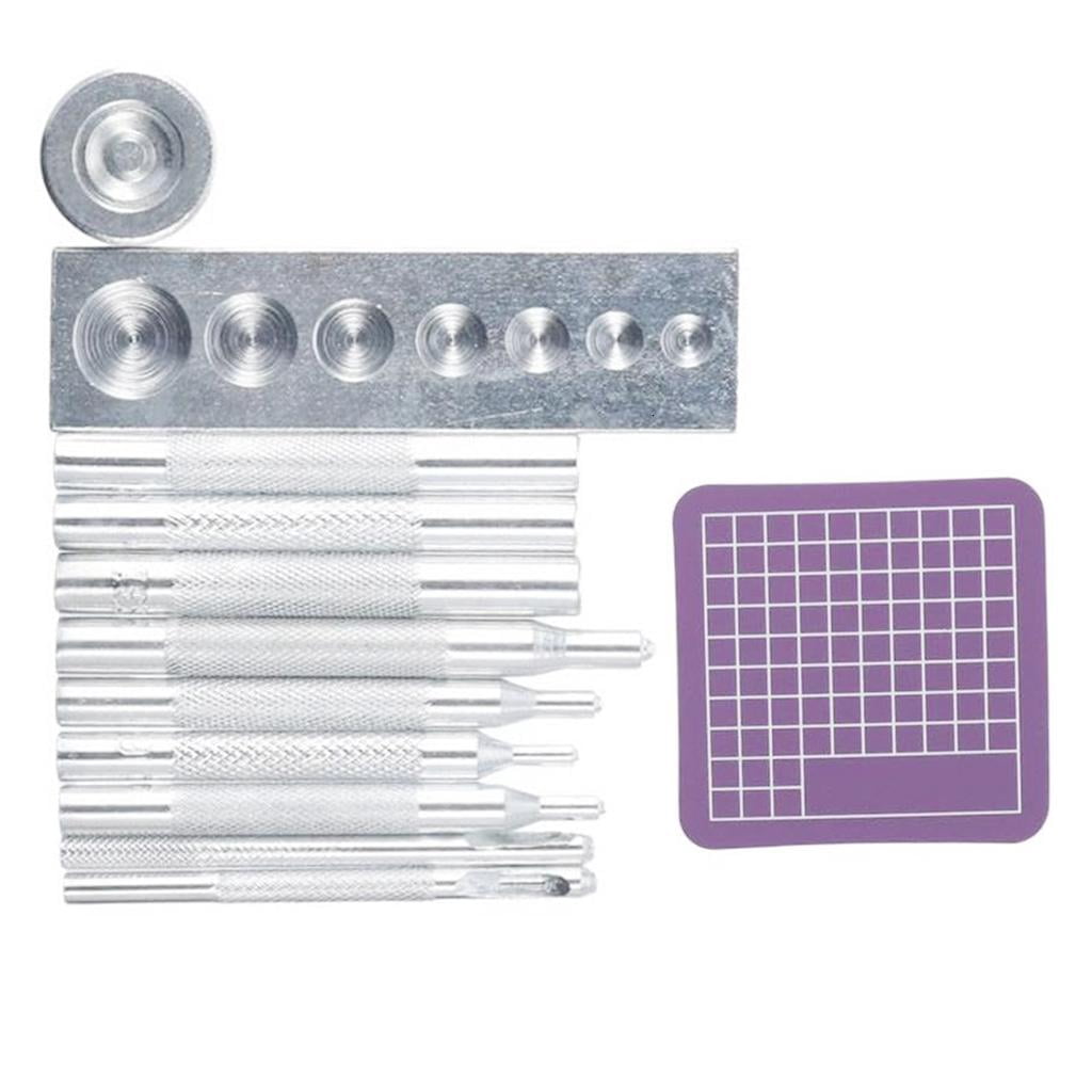 12Pcs Steel Hollow Hole Punching Cutter with Base and Punching Pad for ...