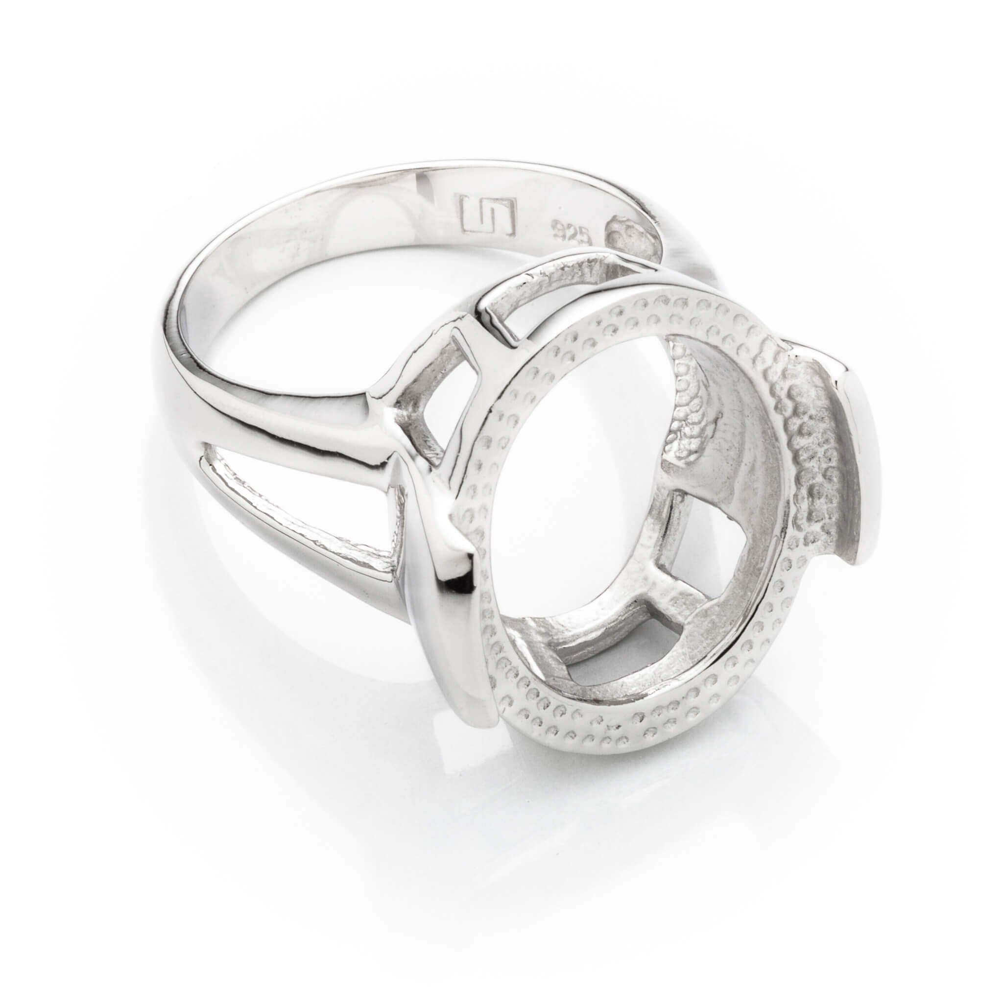 Hollow Ring Setting with Oval Prongs Mounting in Sterling Silver ...