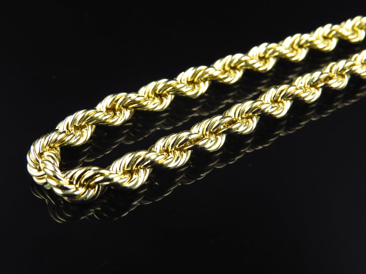 10K Yellow Gold Hollow Rope Chain 6MM 22"-28" - Walmart.com