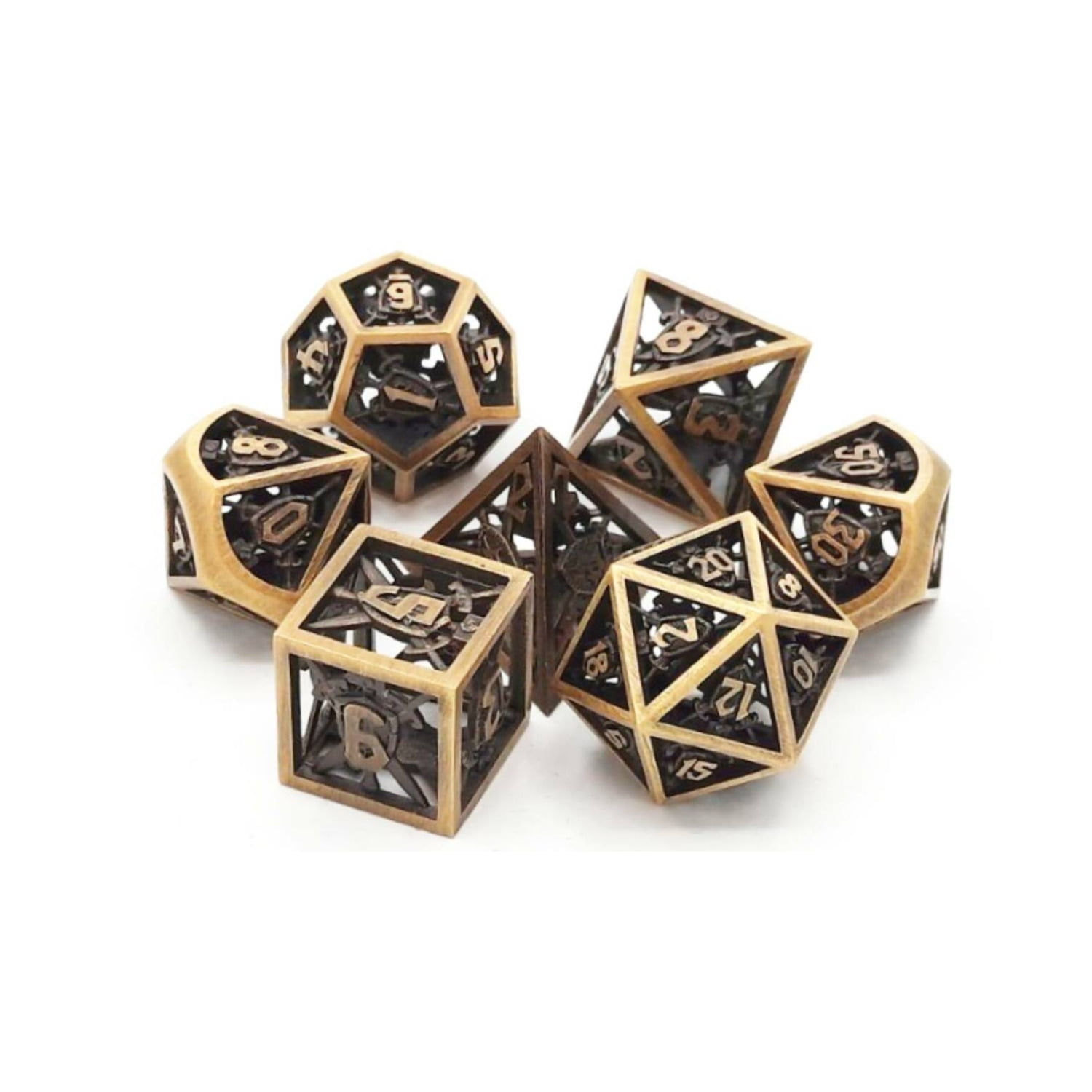 Hollow Sword & Shield Dice - Brushed Gold (7) New - Walmart.com