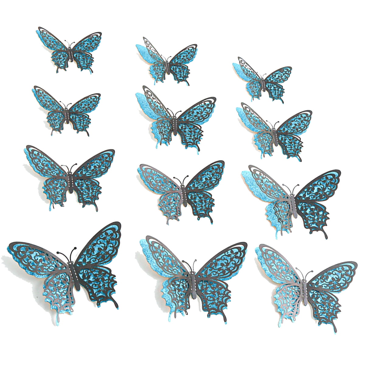 Hollow Winged Cake Toppers 3D Wall Decor 24 Pcs 4 Styles 3 Sizes- Birt ...