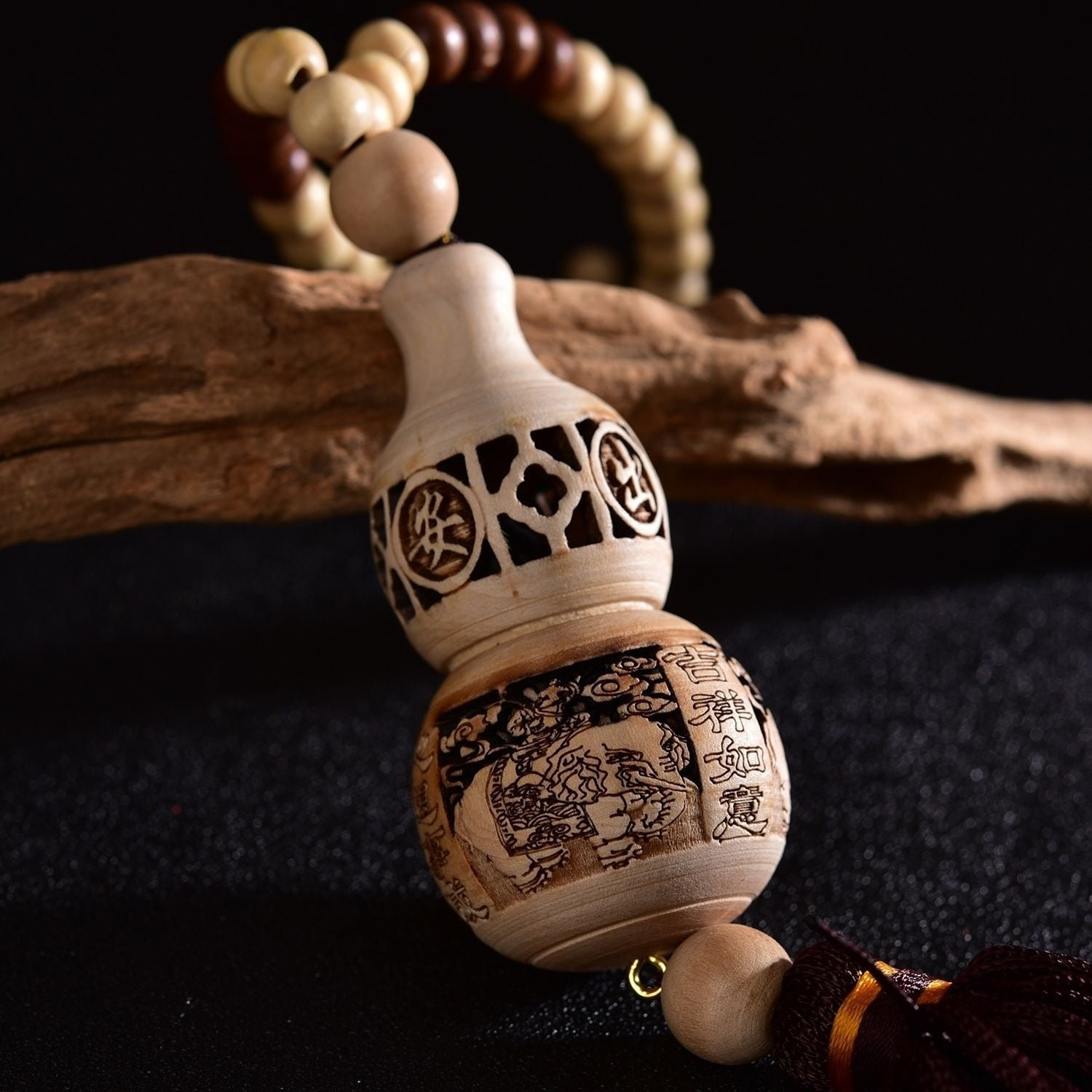 Hollow Wood Carving Mahogany Gourd Perfume Bottle Car Pendant Empty ...